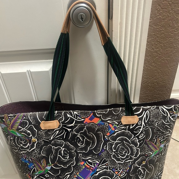 Consuela | Bags | Consuela Black And White Floral Tote With ...